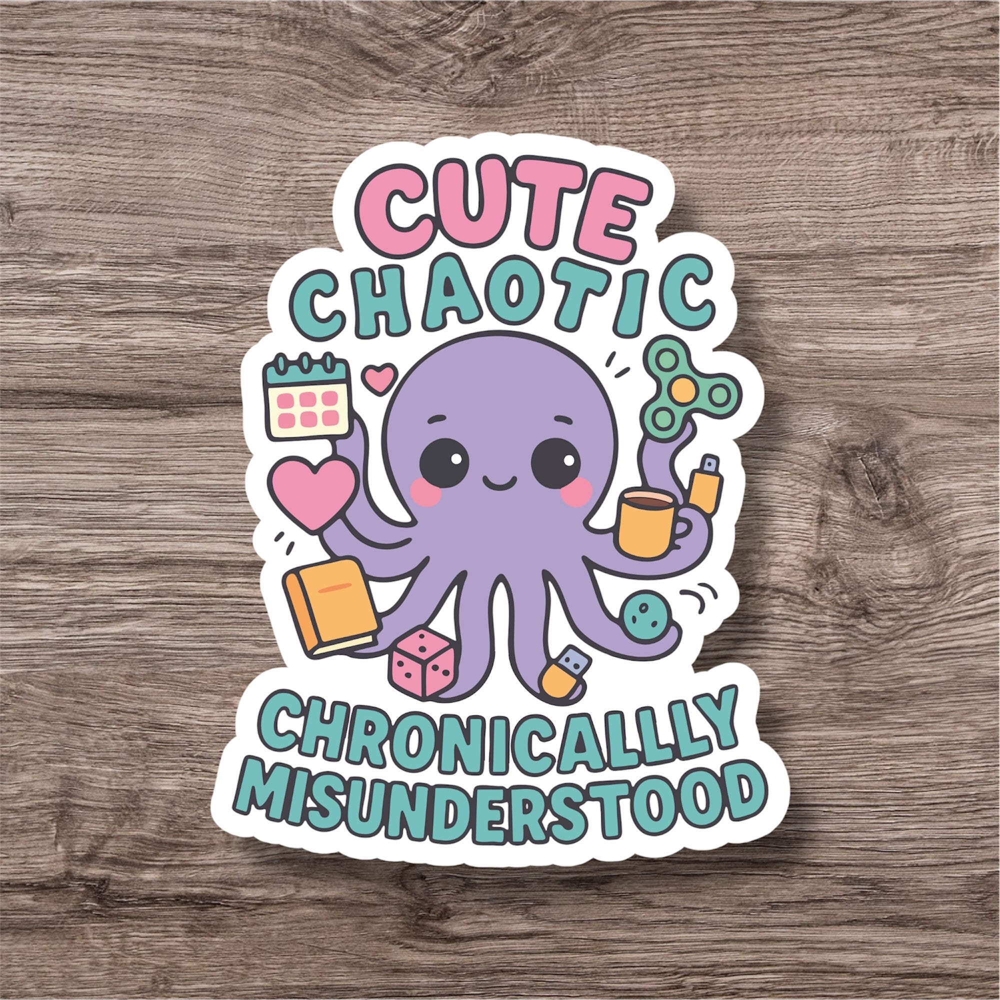 "Cute and chaotic” – Quirky Neurodiversity sticker for ADHD & Autistic ...