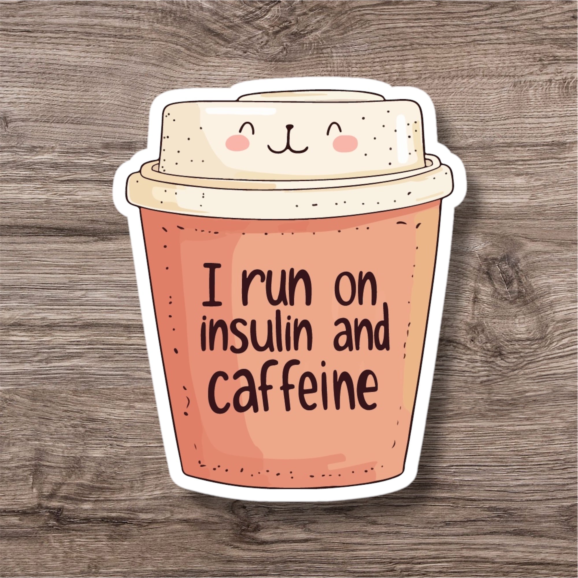 “Insulin and caffeine” – Cute diabetes sticker for T1D life & pancreas ...
