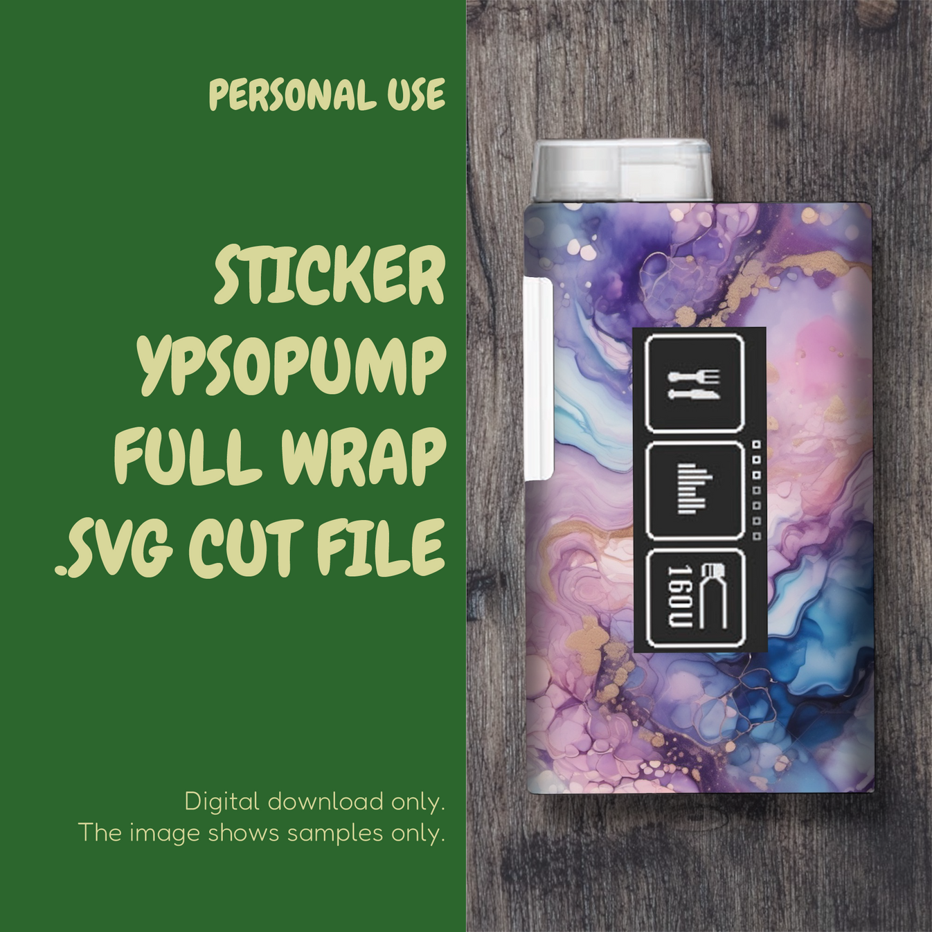Ypsopump full wrap sticker SVG cut file – Diabedeco